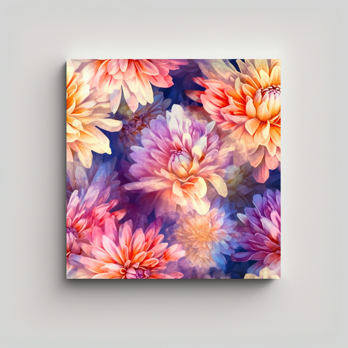 Arte De Pared Actual Con Patrón Acuarela De Crisantemo - Cuadro Fotografia Innovador Watercolor ...