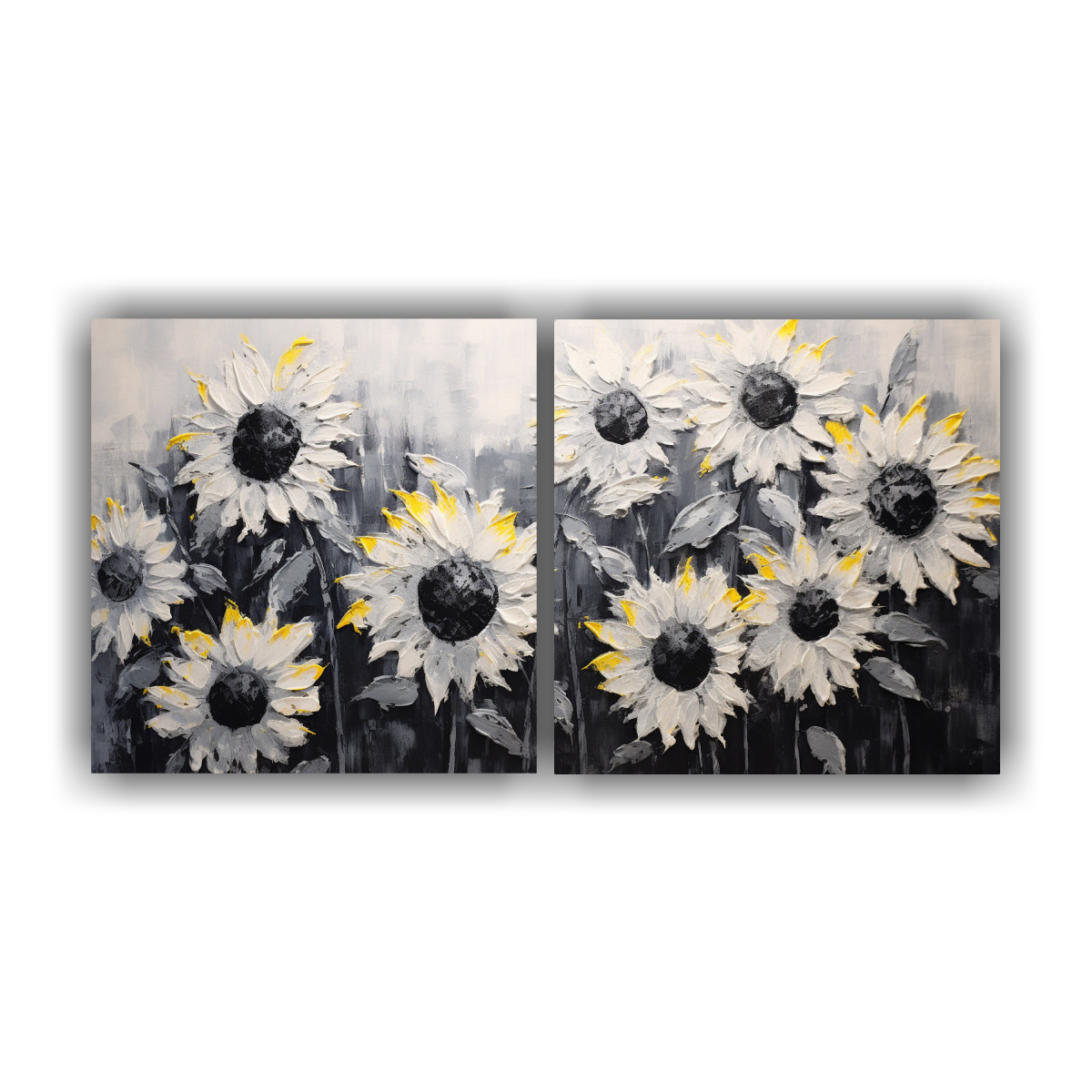 Cuadro De Pared Moderno Con Flores De Girasol Negras En Lienzo - DecoCuadros