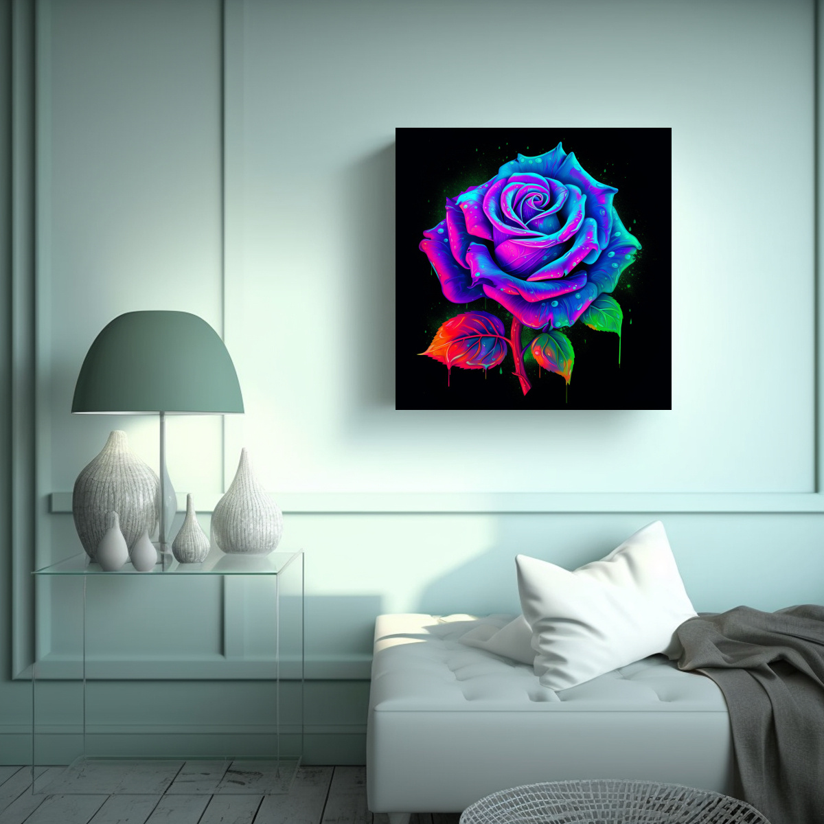 Arte De Pared Neon Aqua Rosa Morado - Estilo Moderno Y Elegante ...