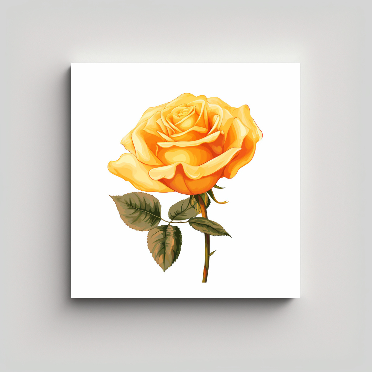 Arte De Pared Único: Rosa Amarilla Lienzo En Fondo Blanco - DecoCuadros