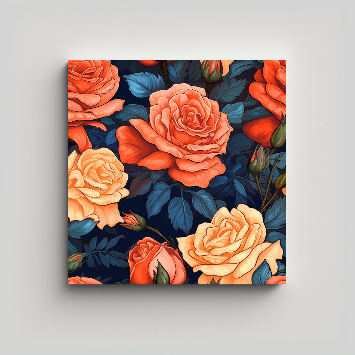 Arte Juvenil En Tela Sublimada: Rosas En Arte Digital - Decocuadros