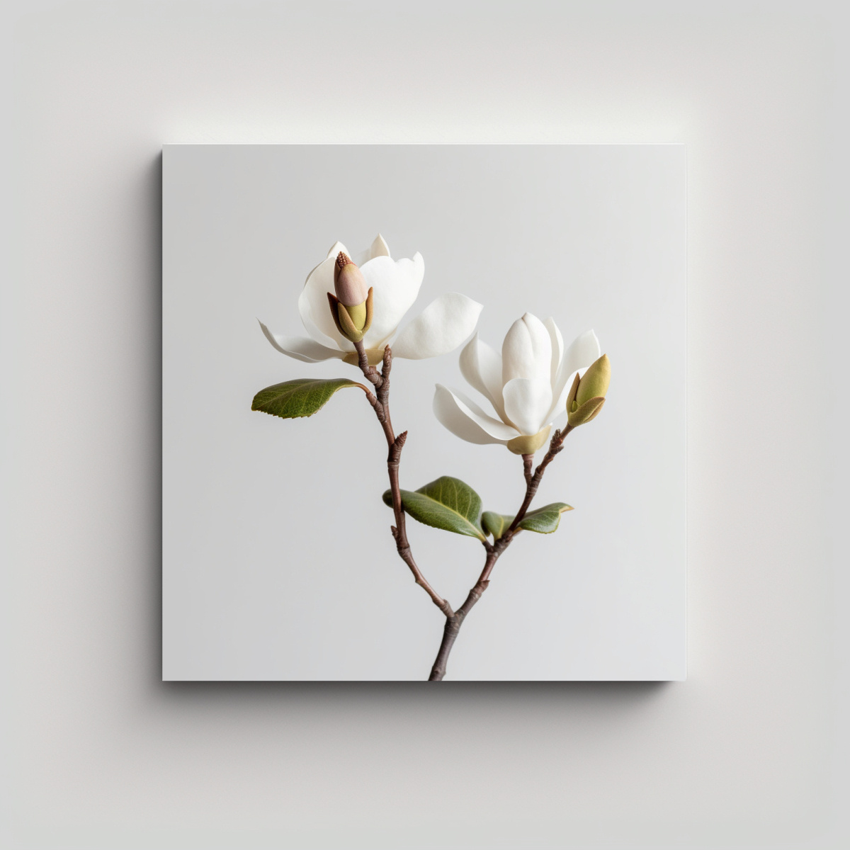 Cuadro Decorativo Arte Mágico Magnolia En Bastidor Detalle En Blanco - Decocuadros