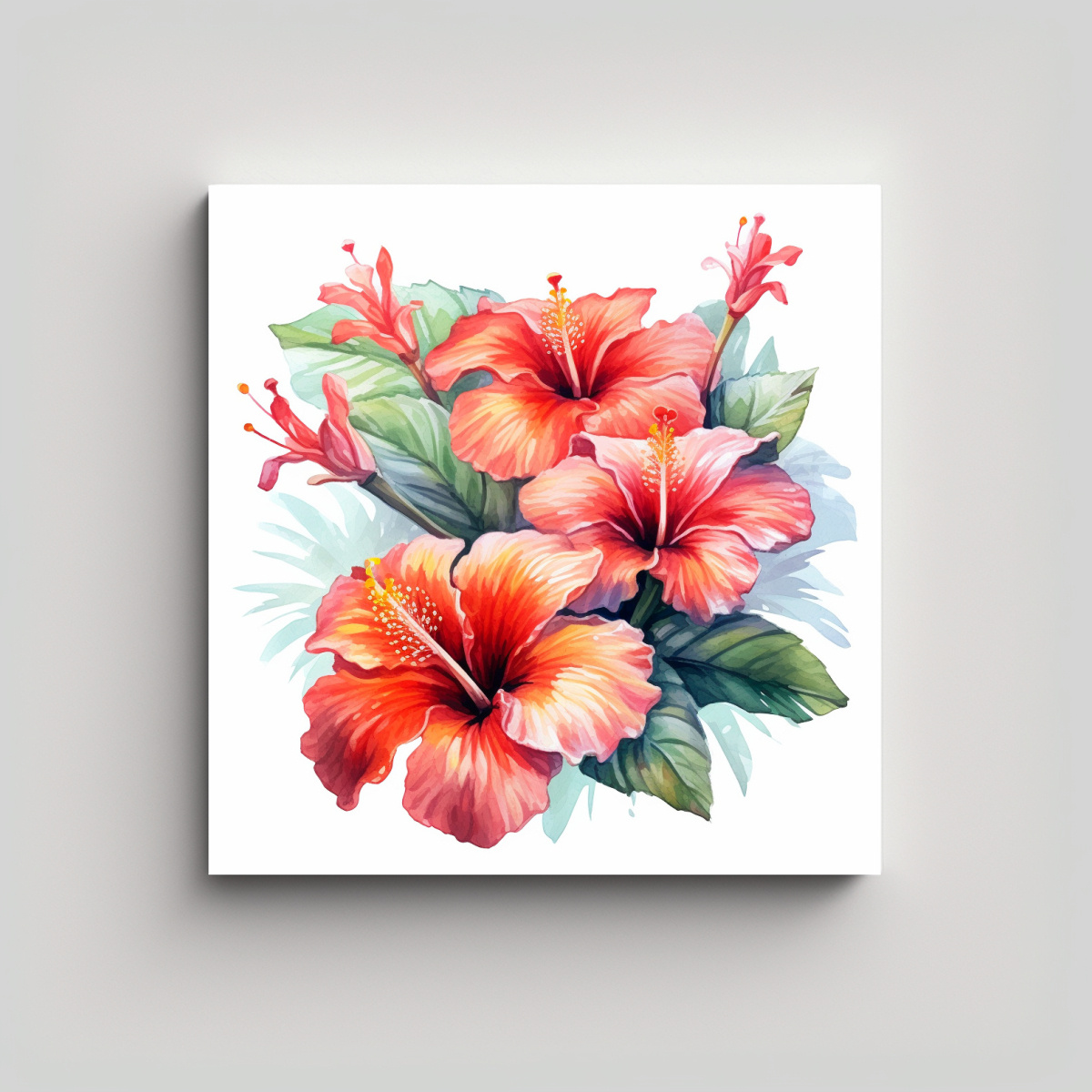 Cuadro Decorativo Estilo Acuarela Tropical Flores Realistas - Decocuadros
