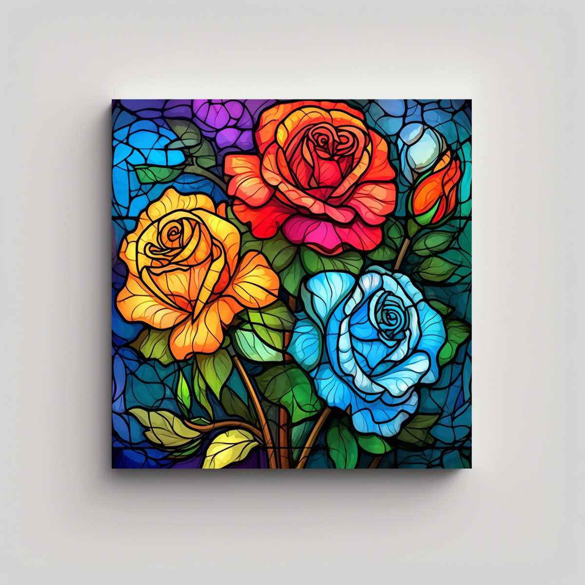 Cuadro De Arte Floral único En Vidrio Manchado Rosa - DecoCuadros