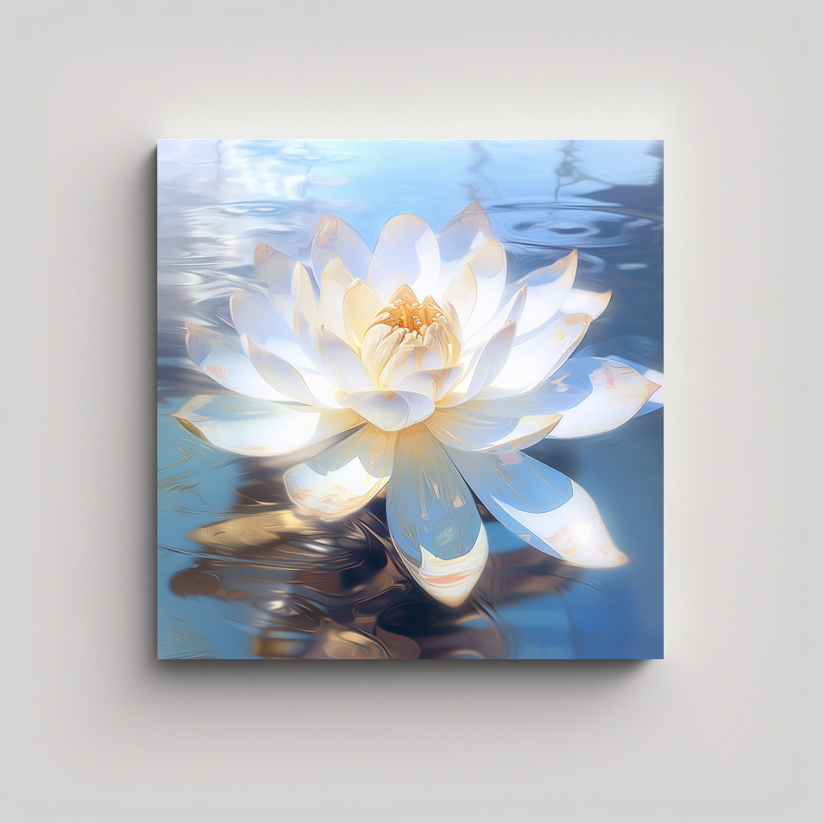 Arte Profundo: Loto Blanco Transparente Sobre Superficie De Roca Acuática - Cuadros Decorativos ...