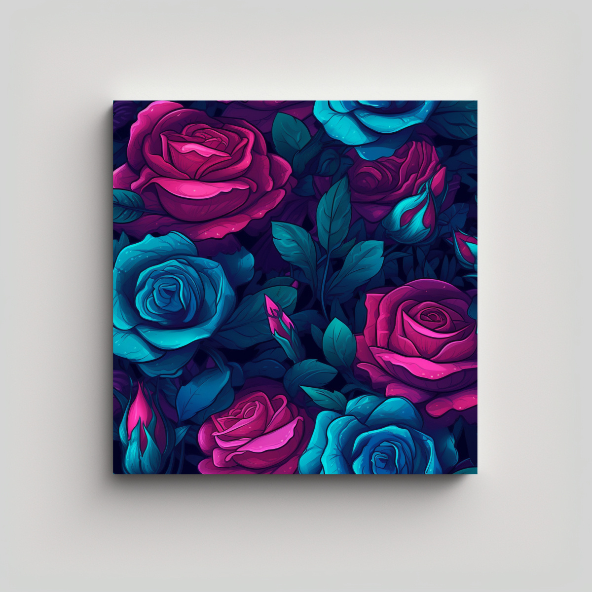 Bastidor De Tela Con Cuadro De Rosas - Exposición De Movimiento - Color Rosa - Decocuadros