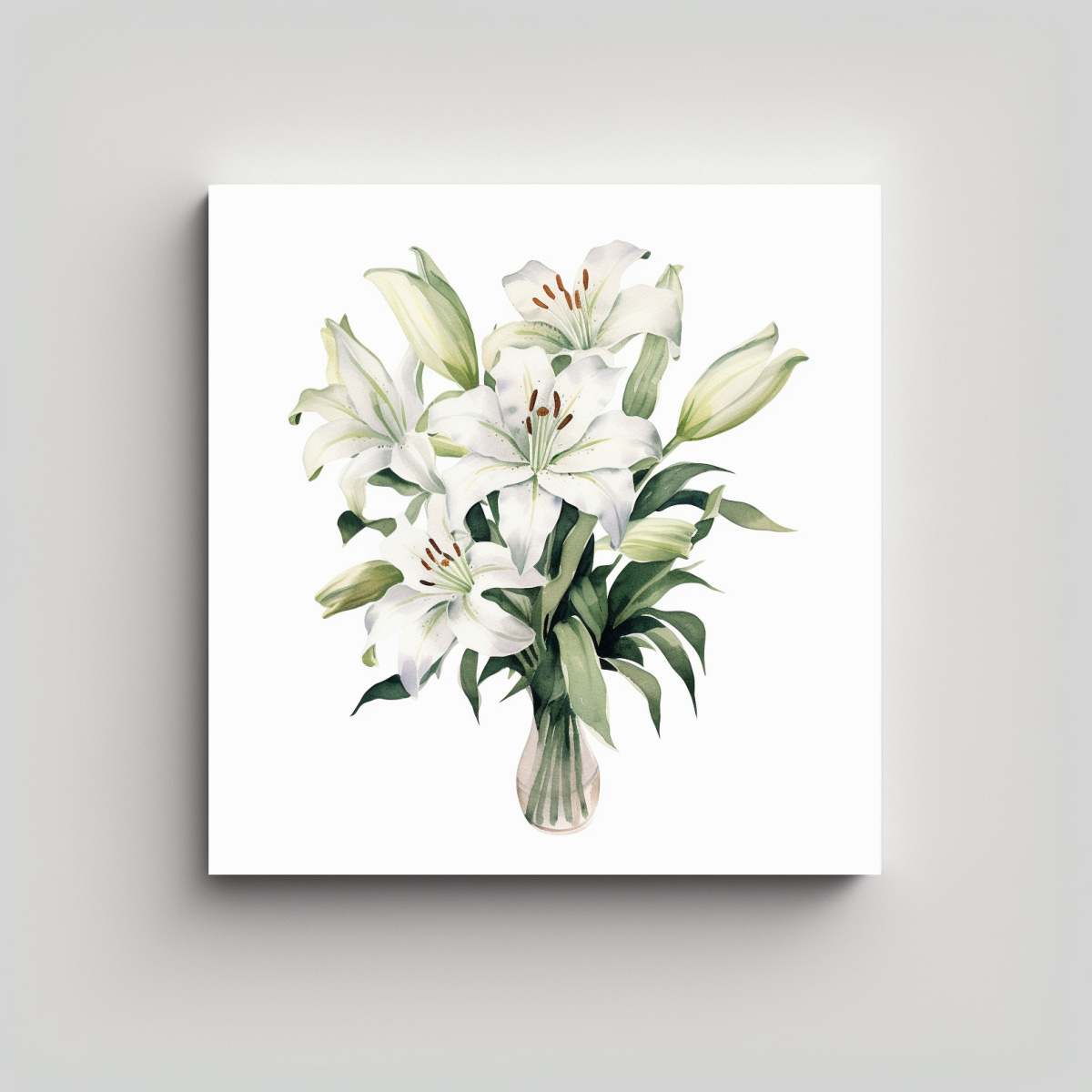 Cuadro Tela Lirios Blancos Acuarela - Decocuadros