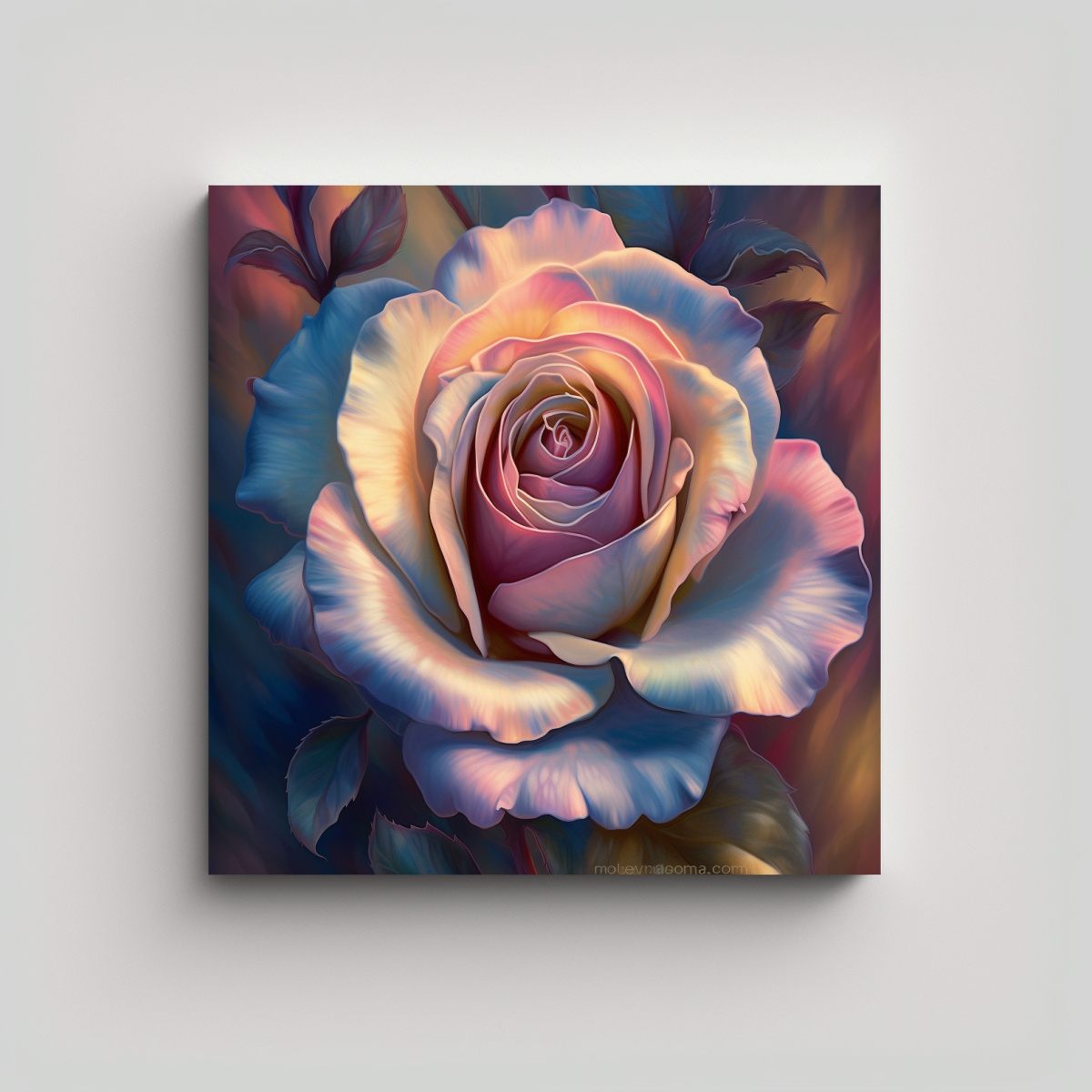 DecoCuadros - Canva Decorativo: Rosa Multicolor Profunda En Vista Retrato