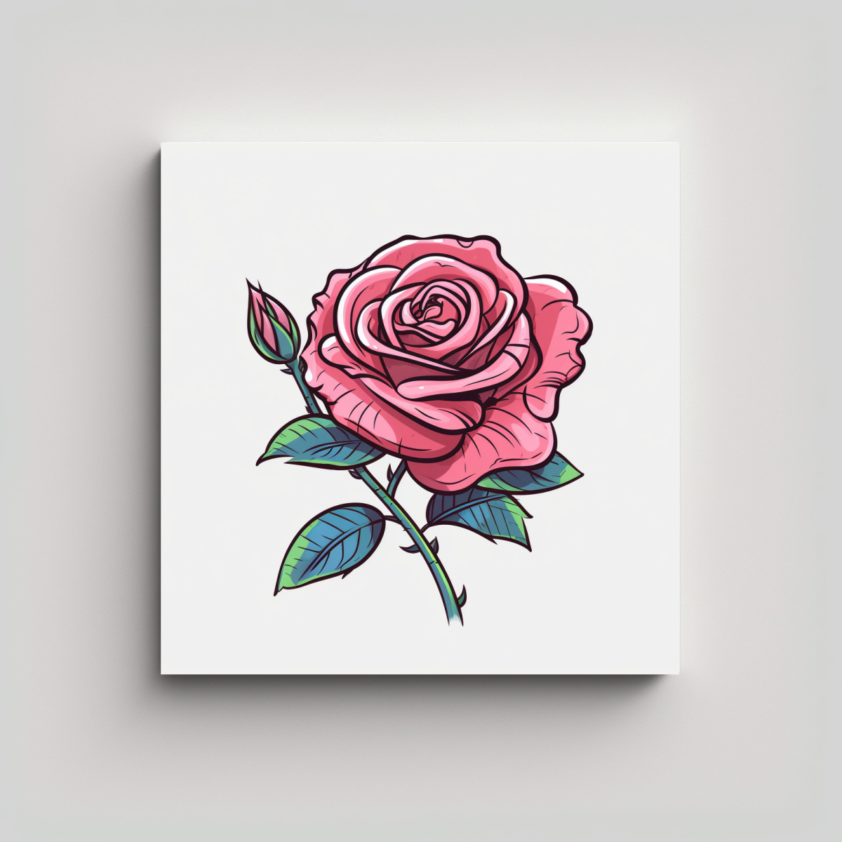 Cuadro Rosa En Estilo Cartoon - DecoCuadros