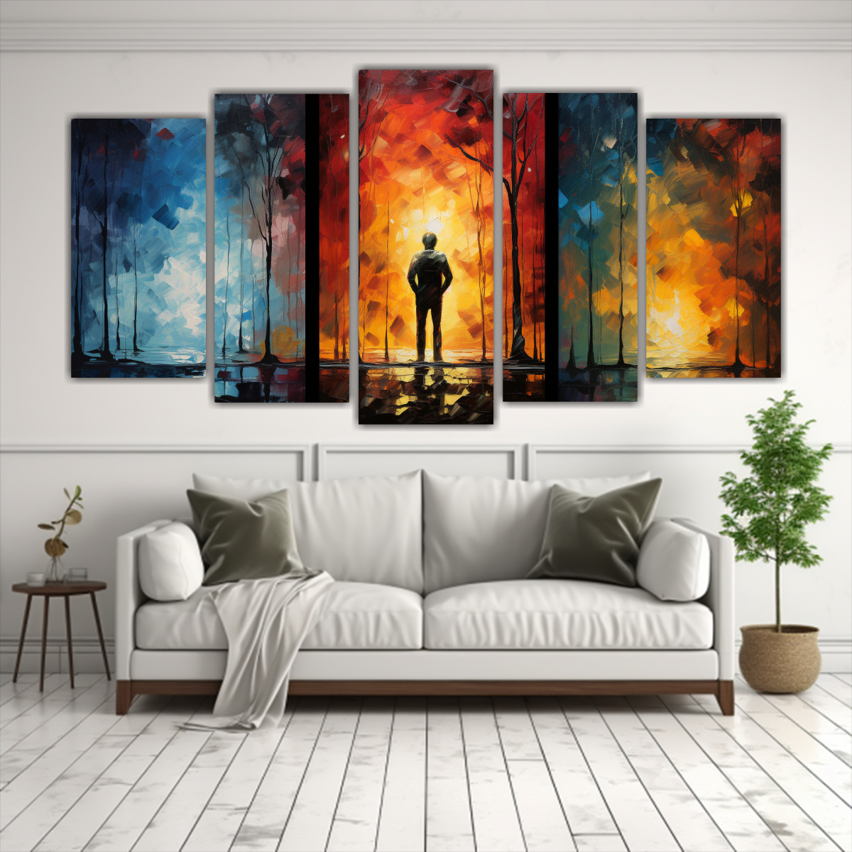 Cinco Lienzos Patron Intenso Textura Viaje De La Oscuridad A La Luz - DecoCuadros