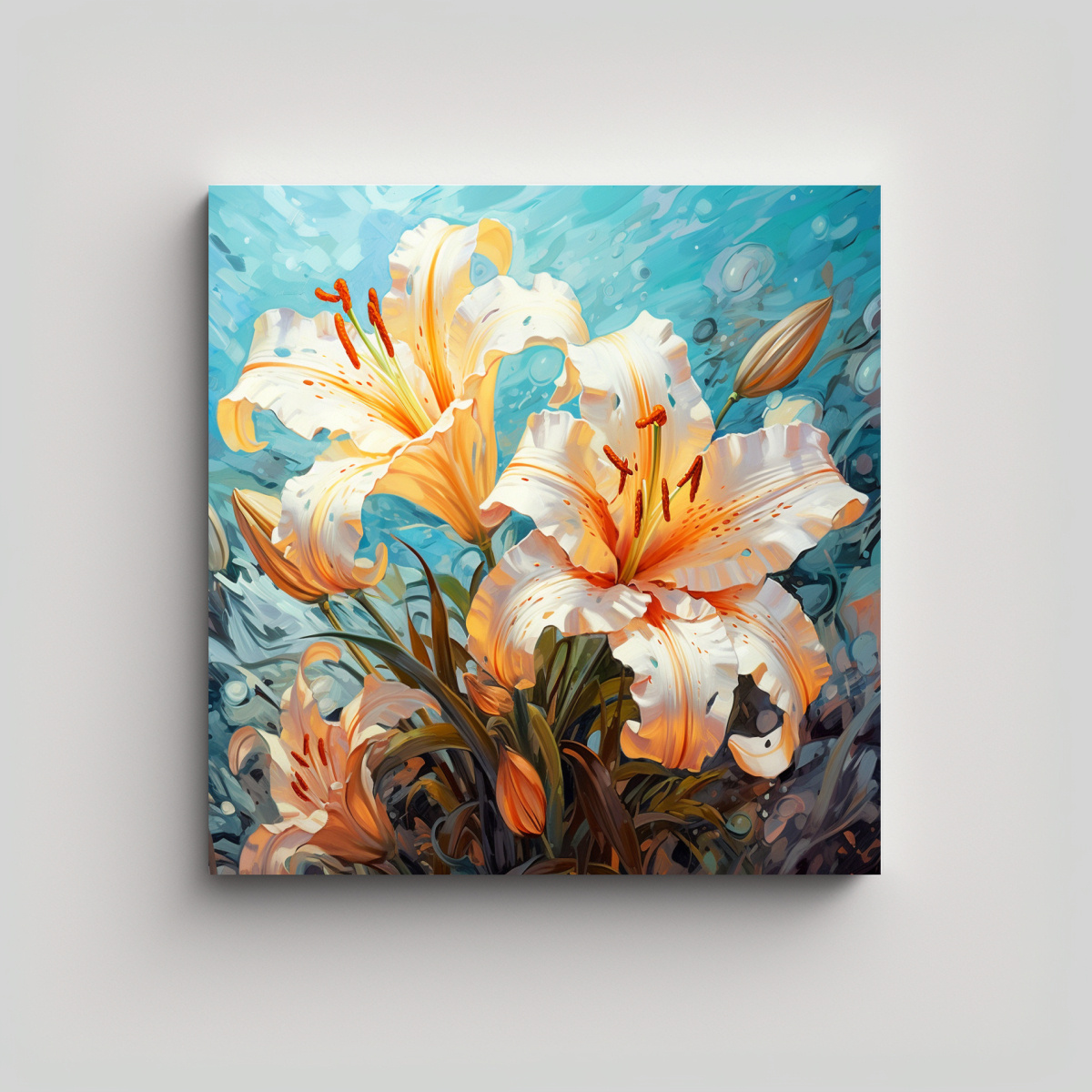 Cuadro Decorativo Colorful Lily Arte En Lienzo Luz Blanca - Decocuadros