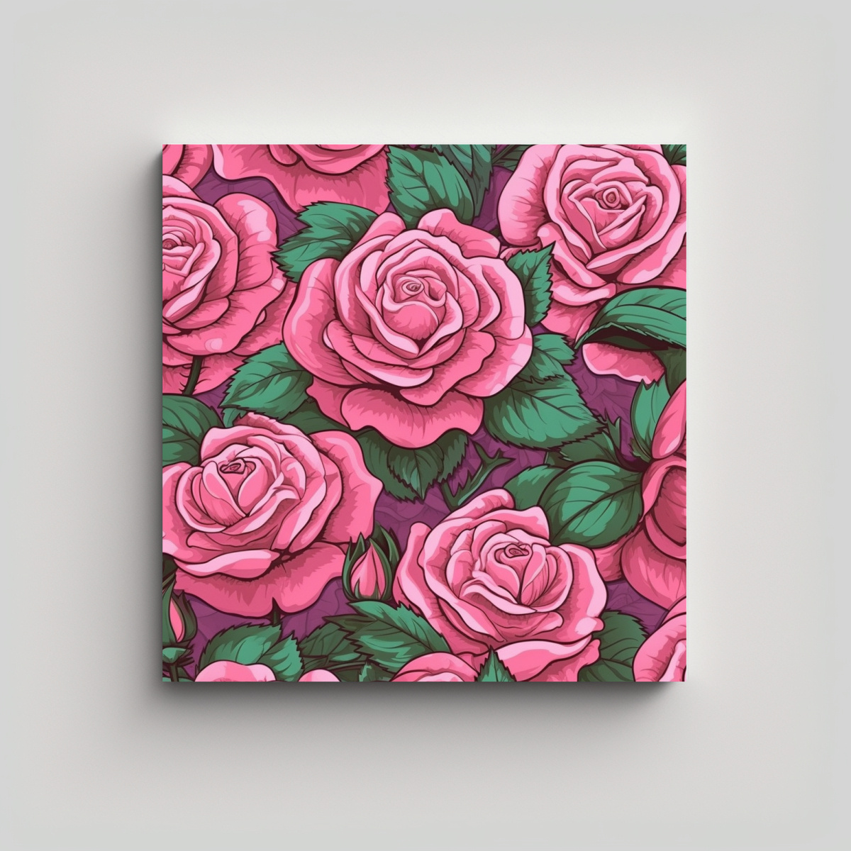 Cuadro Decorativo De Rosas Rosadas Estilo Dibujos Animados - DecoCuadros