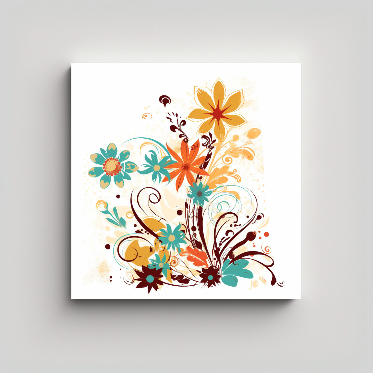 Cuadro Decorativo Composición Baño Con Diseño Grunge Y Flores En Lienzo - Decocuadros