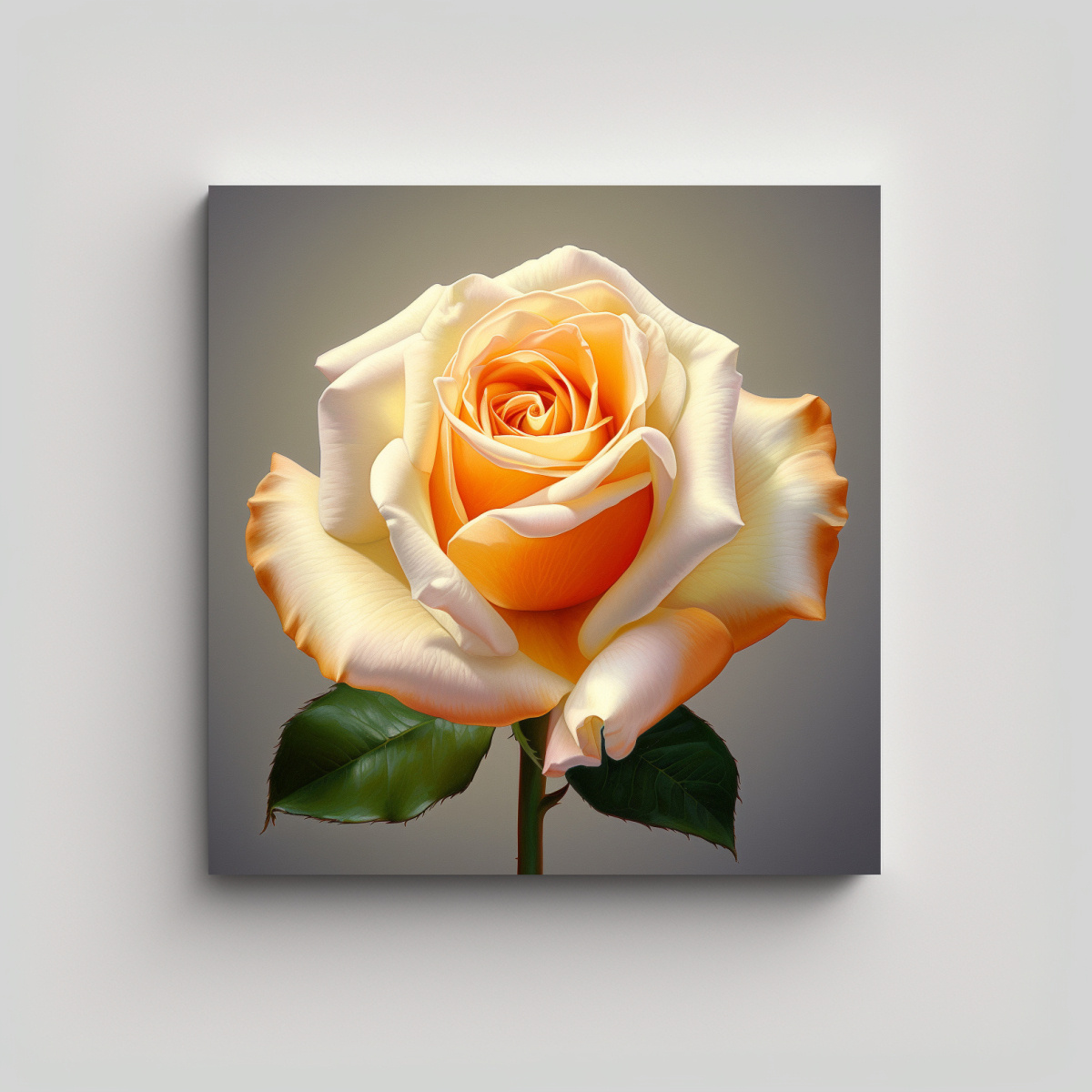 Cuadro Canva De Rosa Amarilla-Blanca - Composición Equilibrada - Decocuadros