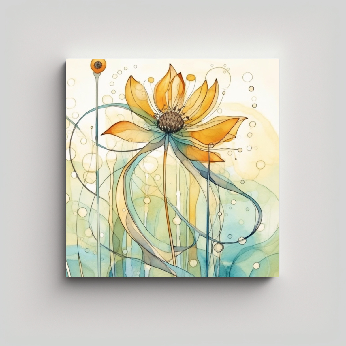 Cuadro Decorativo Concepto Equilibrio Arte Abstracto Flor Amarilla ...