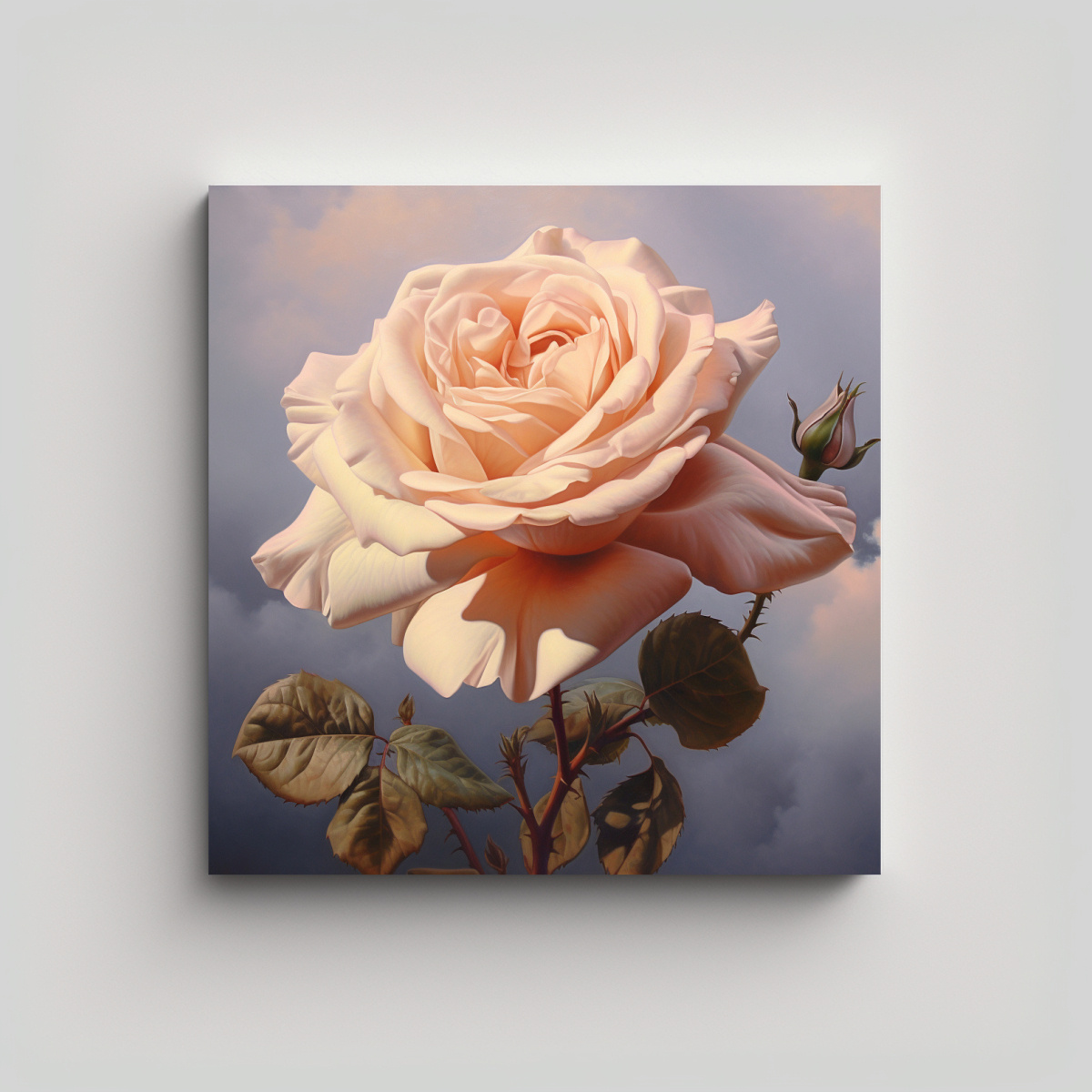 Cuadro Decorativo Concepto Equilibrio Visual: Tela En Bastidor Con Rosa Decorativa - Decocuadros