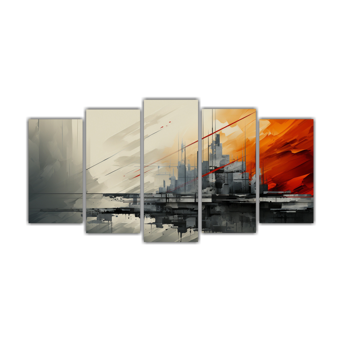 Conjunto De 5 Cuadros Líneas Finas Surrealistas - DecoCuadros