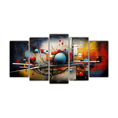 Conjunto De 5 Cuadros Modernos Para Comedor, Arte Abstracto - Decocuadros