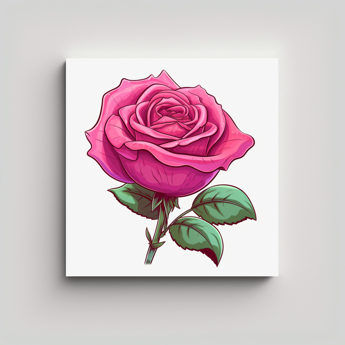 Cuadro Decorativo De Rosa De Dibujos Animados - DecoCuadros