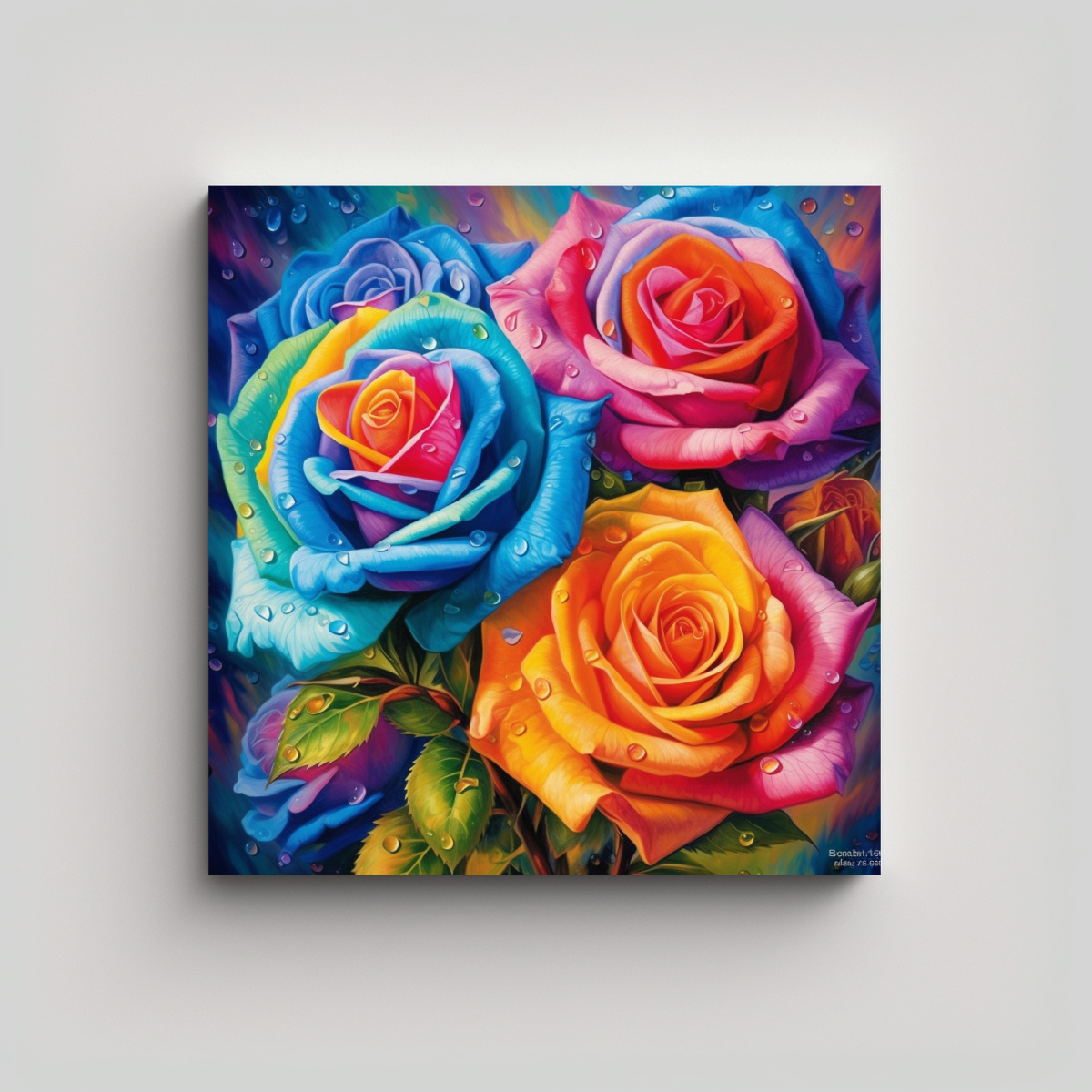 Cuadro 3D Armonía Cromática: Sublimes Rosas De Diamante En Tela Bastidor - Decocuadros