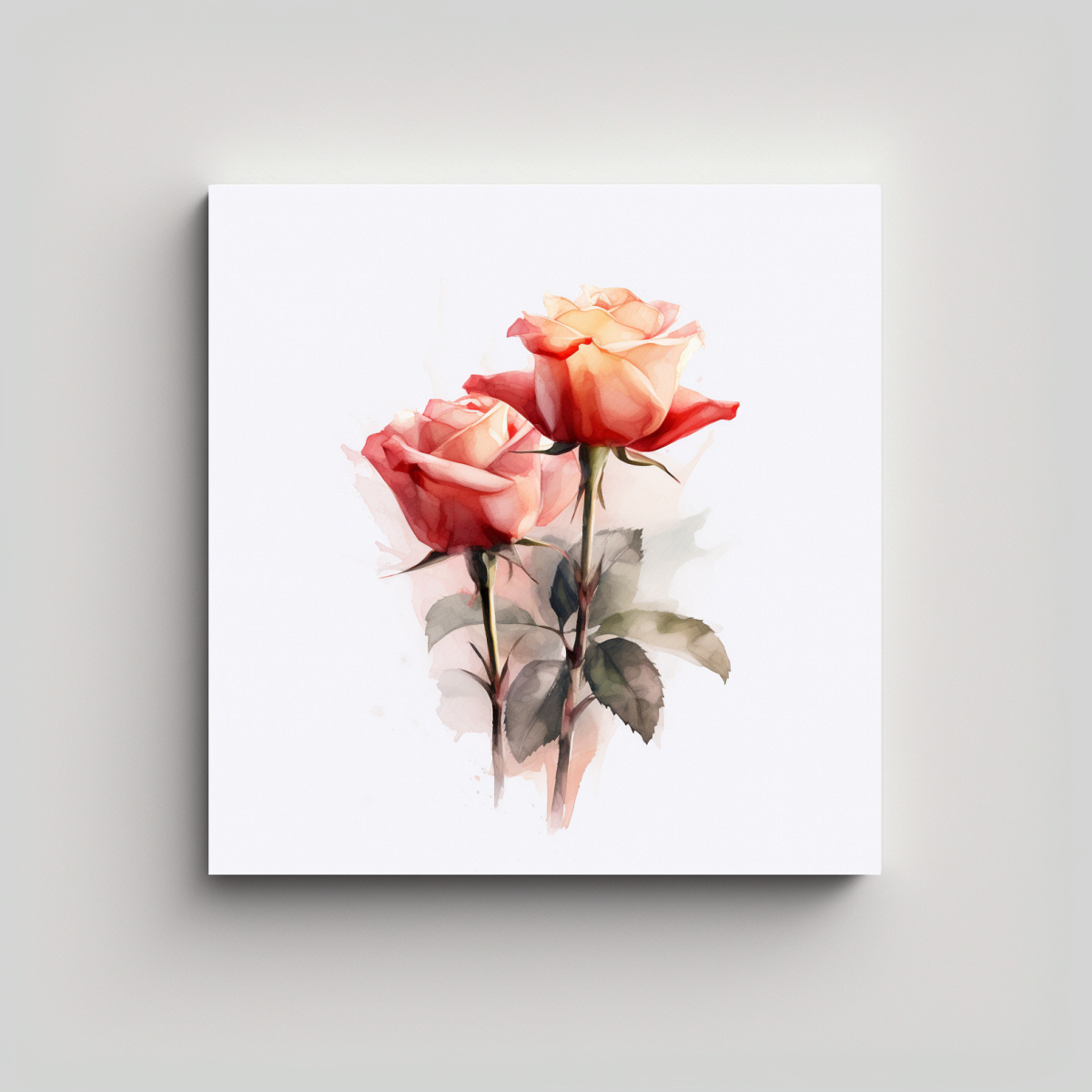 Cuadro Abstracción Visual Rosas Acuarela En Fondo Blanco Correia - DecoCuadros