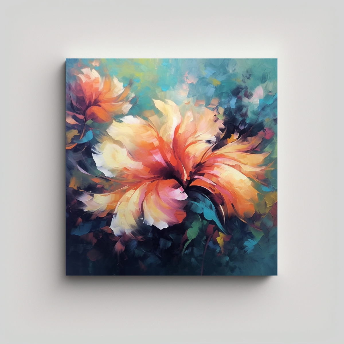 Cuadro Abstracto Clásico Con Acrílico Floral En Canva Decorativo - DecoCuadros