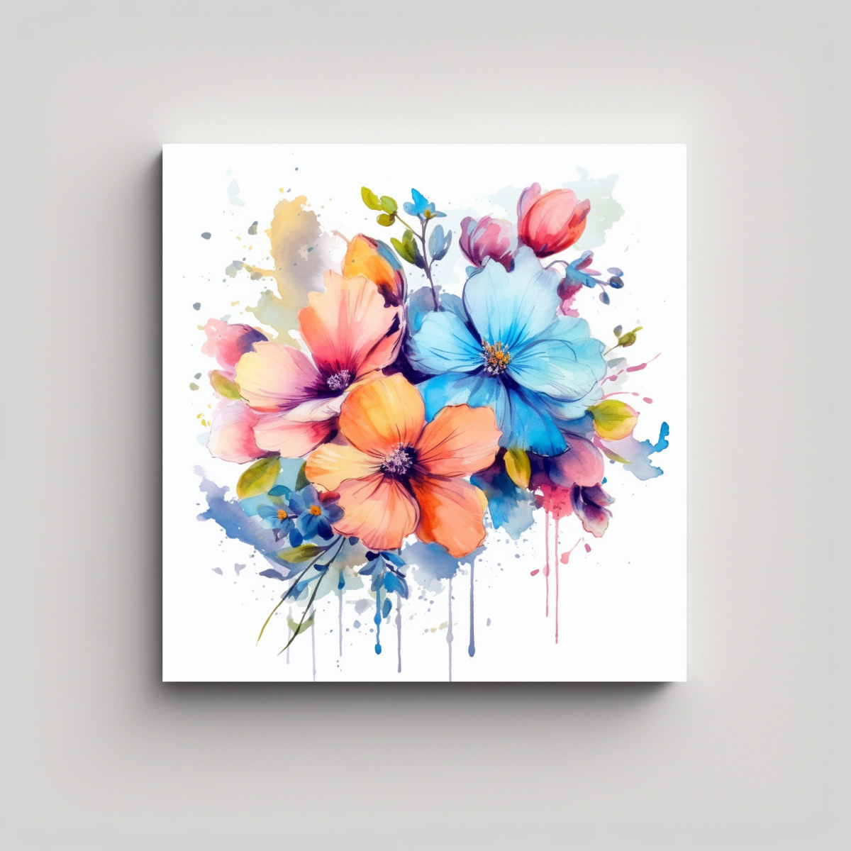 Cuadro Abstracto De Flores Primaverales: Armonía Cromática En Tela - Decocuadros