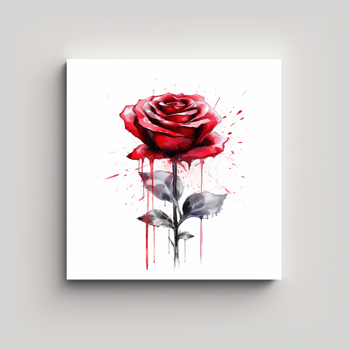 Cuadro Abstracto De Rosa Roja Vibrante Al Estilo Acuarela De Allen Para ...