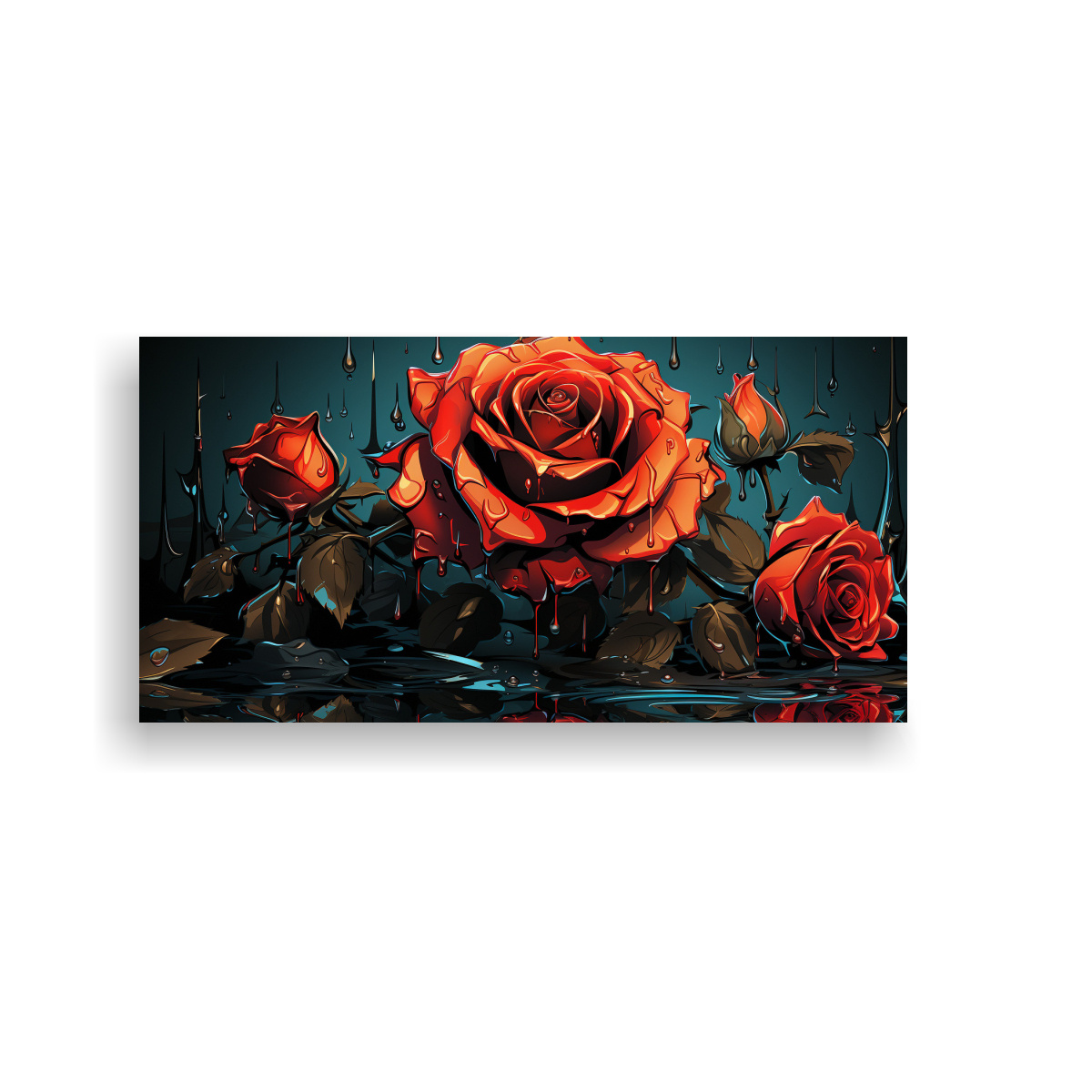 Cuadro Abstracto Estilo Plano De Una Rosa Fundiéndose En Lienzo - Decocuadros