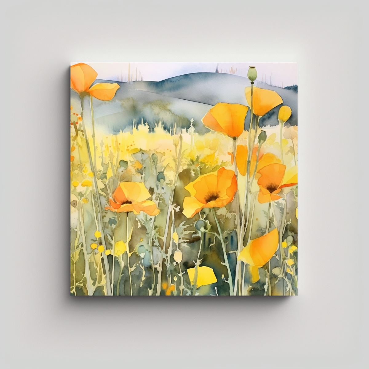 Cuadro Abstracto Moderno Watercolor Amarillo California Elegante ...