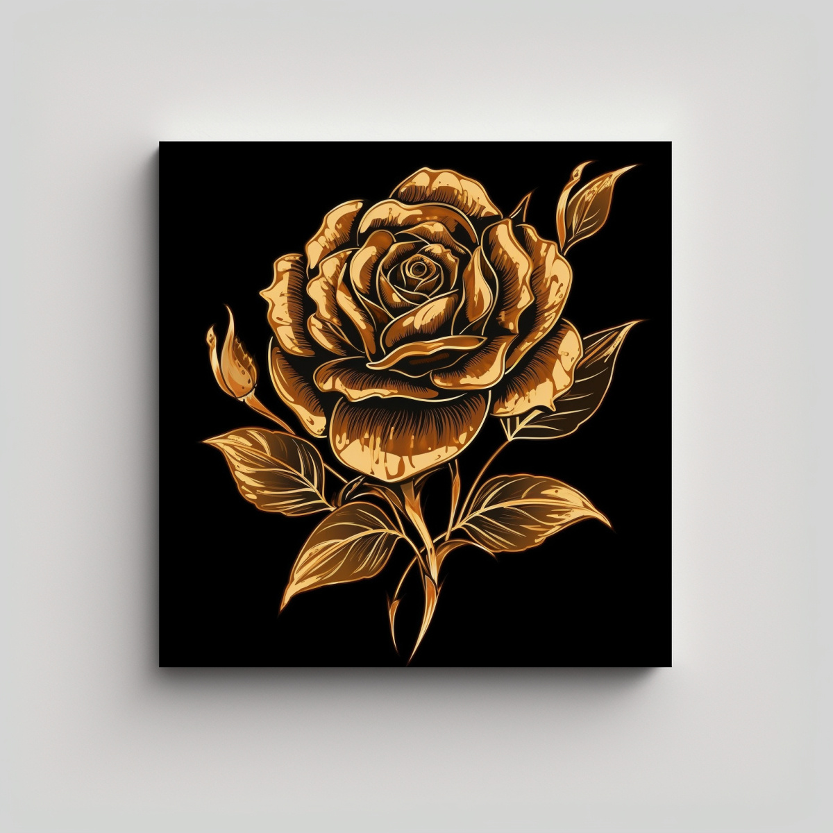 Cuadro Abstracto Refinado Con Rosa Dorada En Estilo Cuadro 2D - DecoCuadros