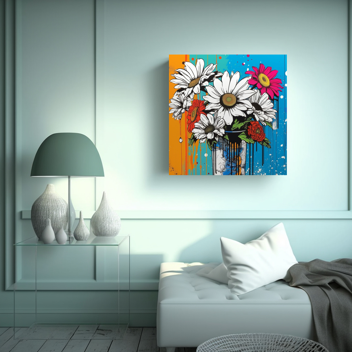 Cuadro Acuarela Chris Pop Art: Lienzo De Flores Visuales - DecoCuadros