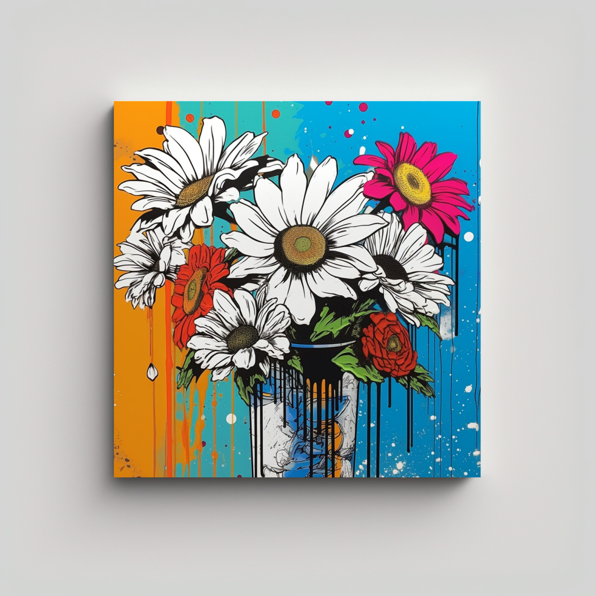 Cuadro Acuarela Chris Pop Art: Lienzo De Flores Visuales - DecoCuadros