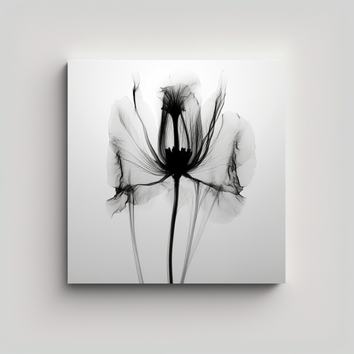 Cuadro Acuarela Cultural Y Rayos X De Flor En Blanco Y Negro - DecoCuadros