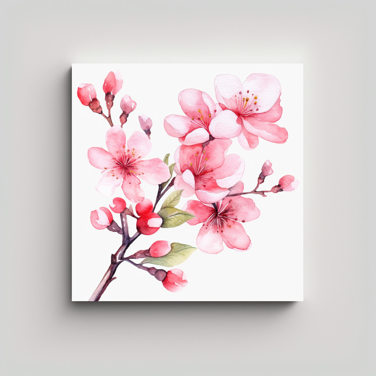 Cuadro Acuarela De Cerezo En Flor: Naturaleza Viva Para Decoración - Decocuadros