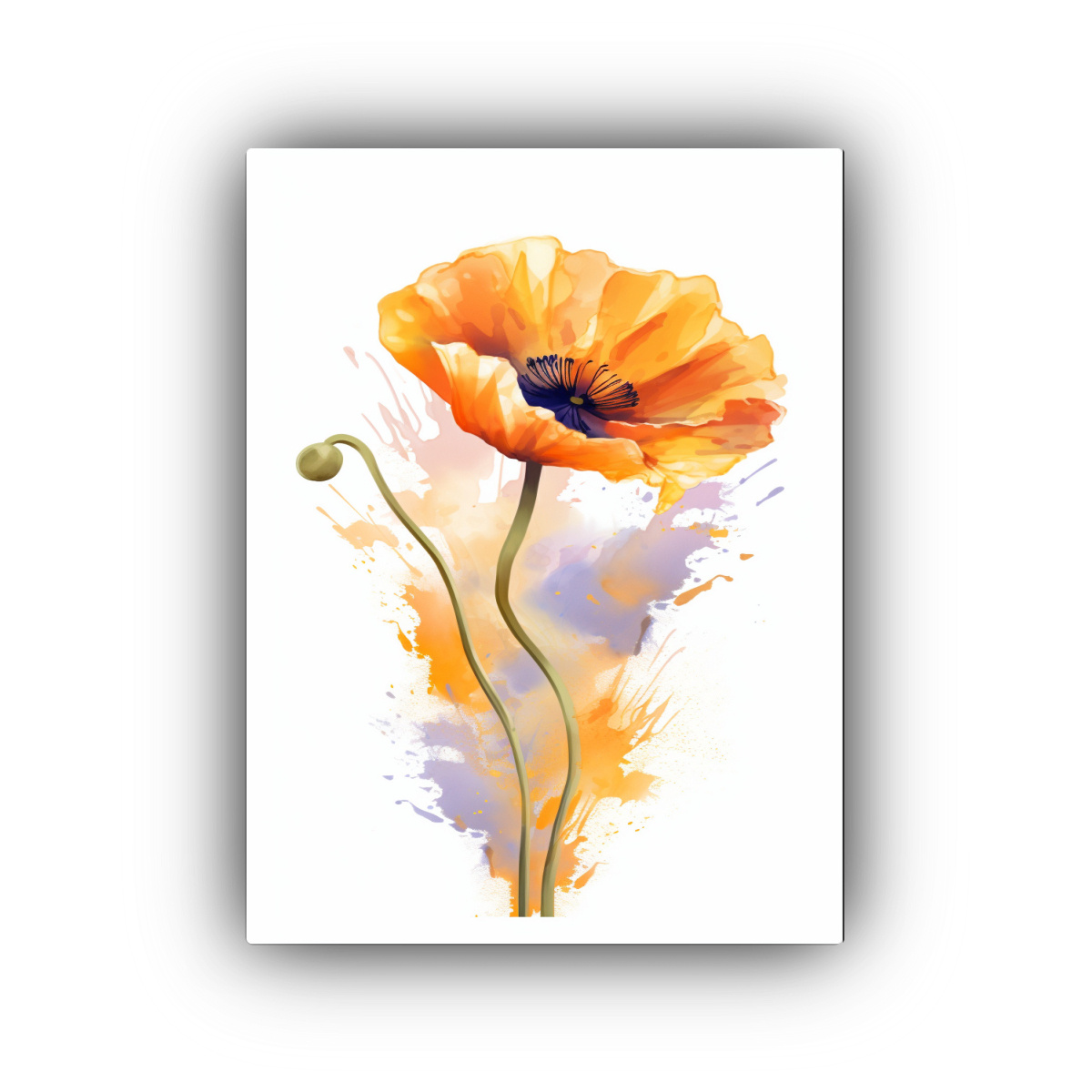 Cuadro Arte Patron Intenso Multicolor De Un Elegante Lienzo Con Amapola Naranja - Decocuadros