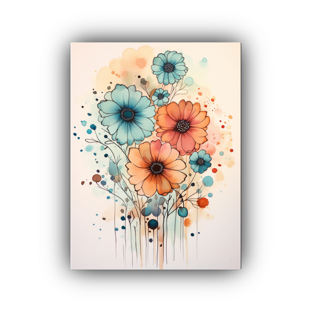 Cuadro Colores Alegre Con Flores Acuarela Rosach Prueba Mancha Tinta ...