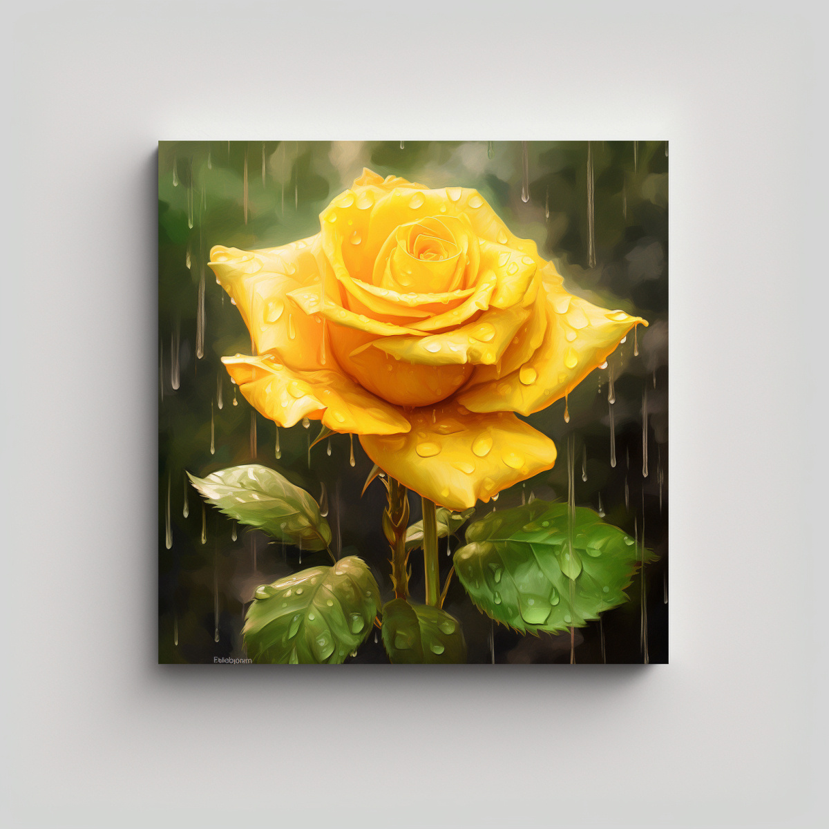 Cuadro Creativa Belleza Mediodía Rosa Amarilla Pasto Arte - DecoCuadros