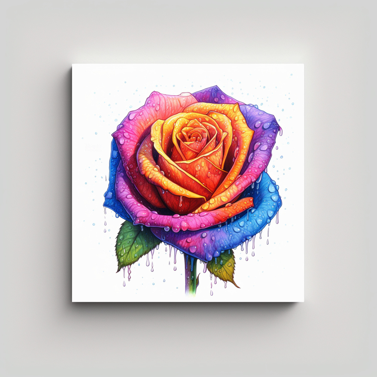 Cuadro Decorativo Espacio Con Rosa Colorida Y Detallada - Compra Online ...