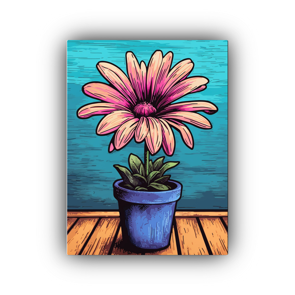 Cuadro Arte De Pared Ross African Daisy Estilo Pop Art En Una Maceta ...