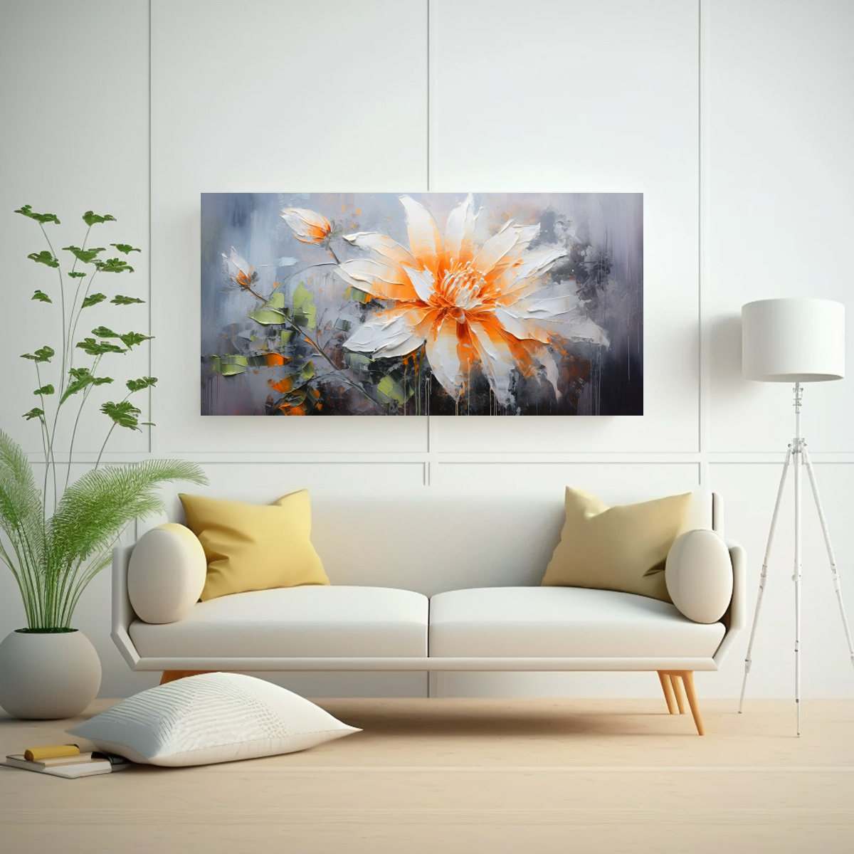 Cuadro Colorido De Flores Naranjas En Lienzo - DecoCuadros