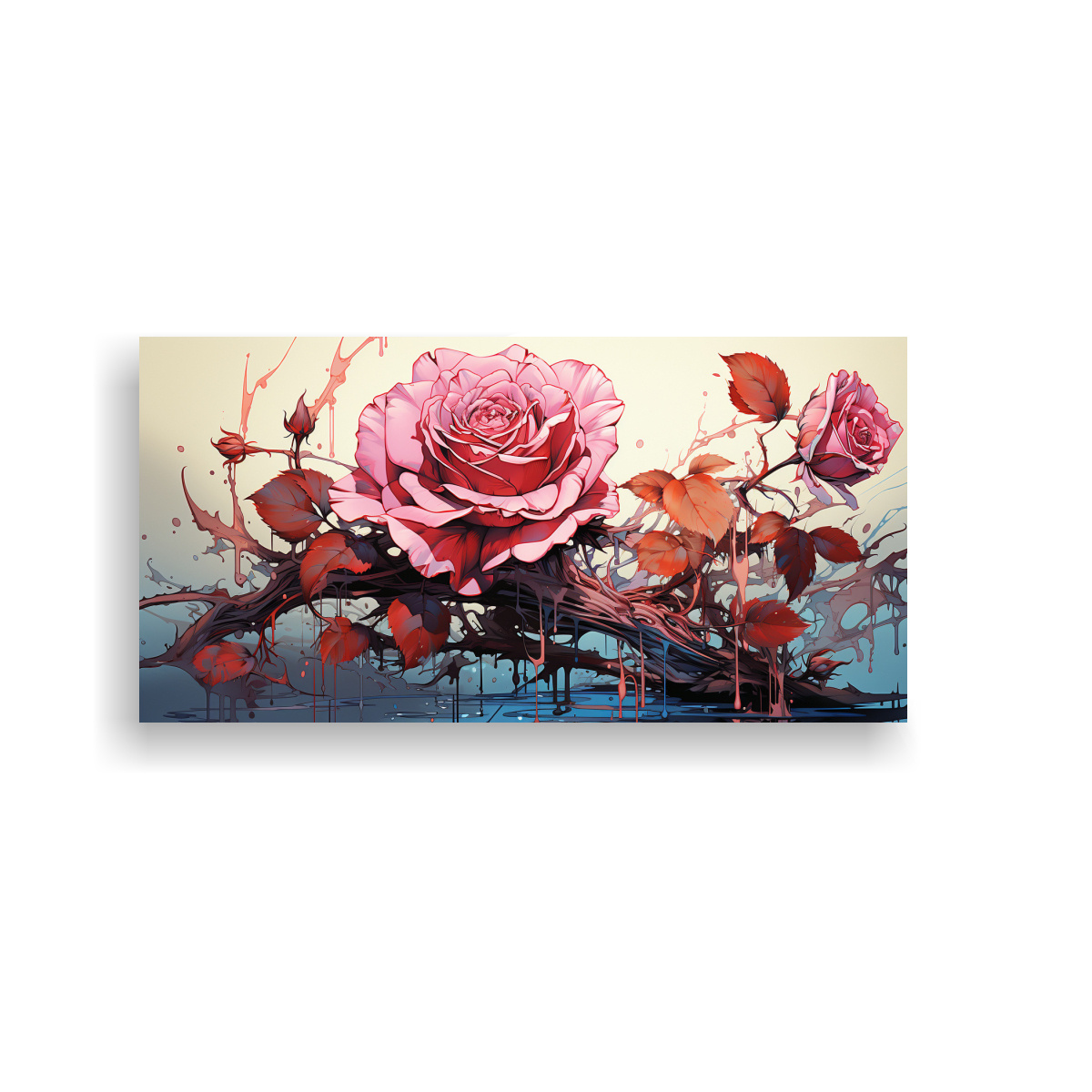 Cuadro Líneas Finas Calma Con Gotas En Rosa Y Blanco - DecoCuadros