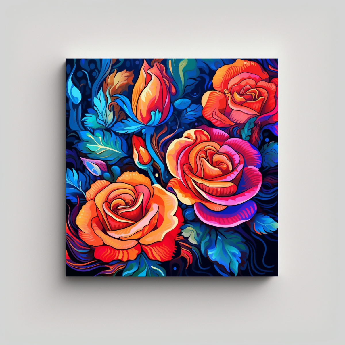 Cuadro De Arte Luminoso En Movimiento Con Rosas Y Colores Vívidos 916 - DecoCuadros