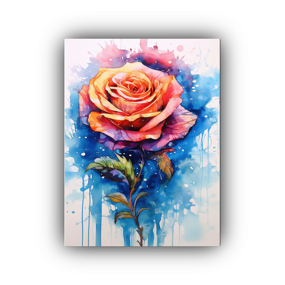 Cuadro Decorativo De Rosa En Acuarela - Cuadro Simétrico - Decocuadros