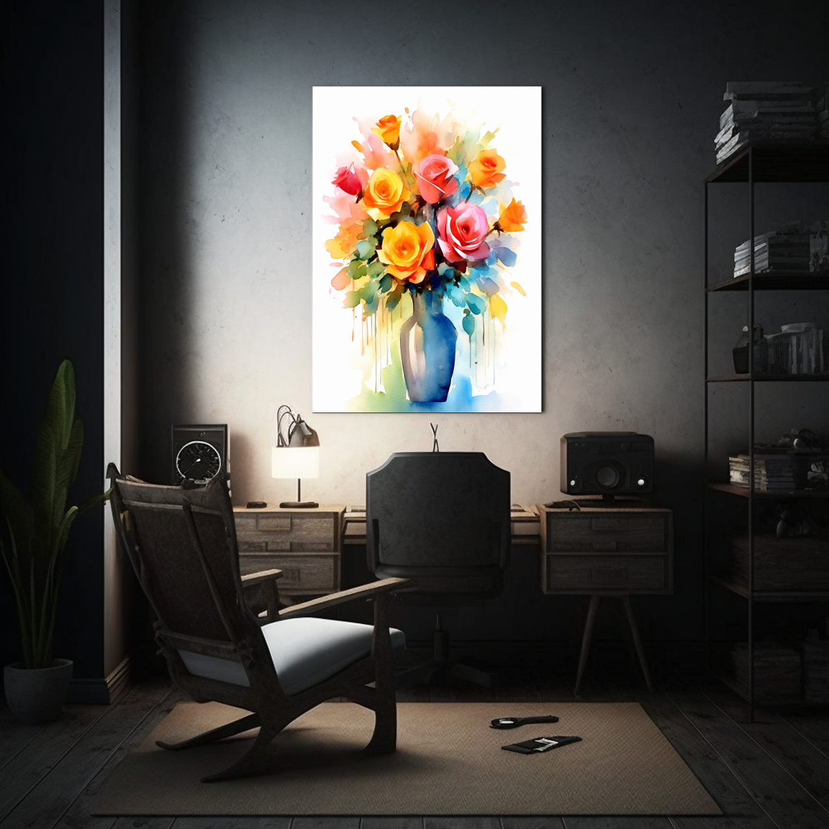 Cuadro De Decoración Para Cocina: Bouquet De Rosas En Acuarela - Decocuadros