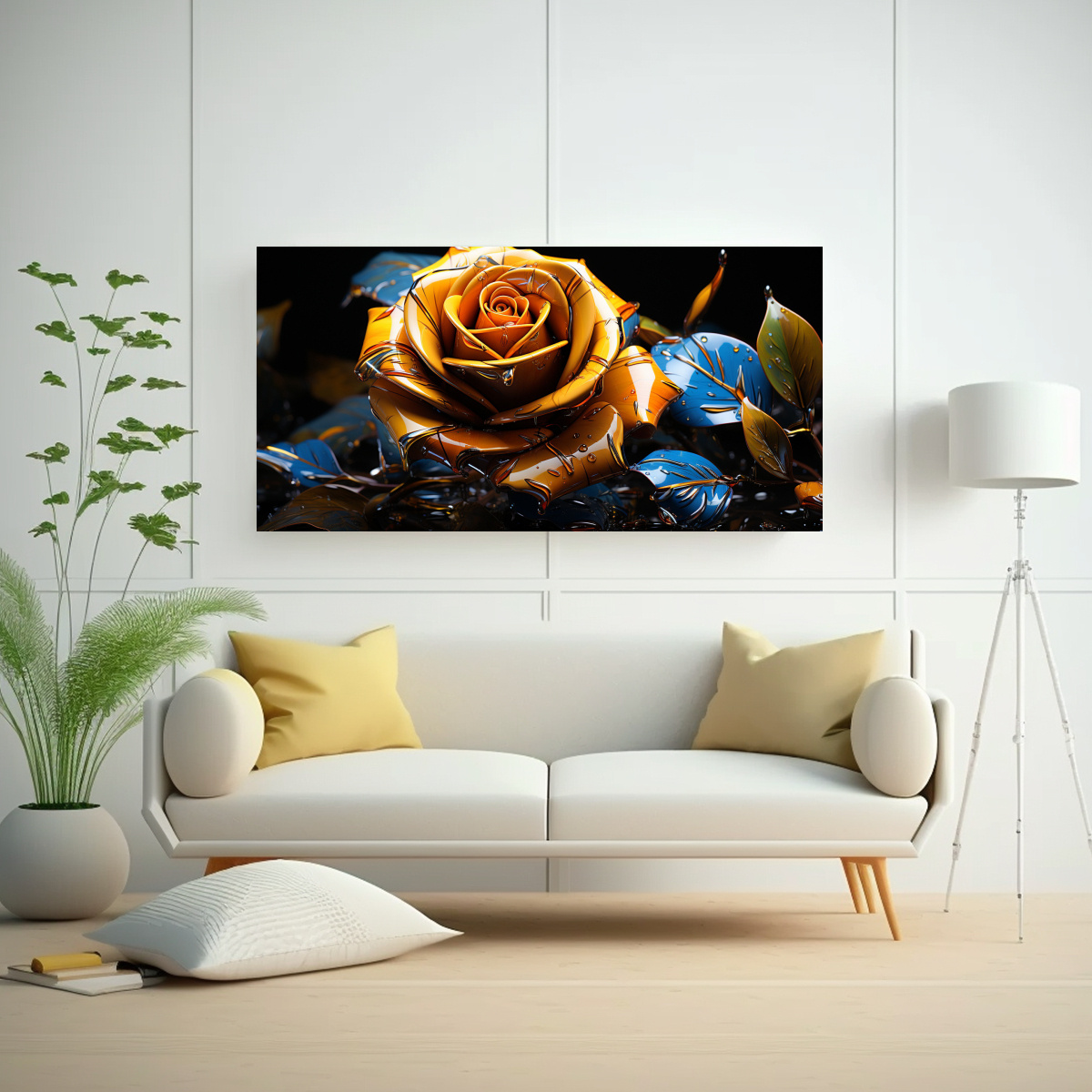 Cuadro De Dibujo Pop Art De Una Rosa Amarilla Brillante - Decocuadros