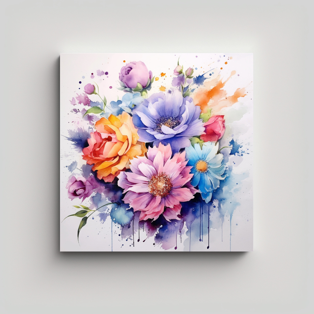 Cuadro De Flores Acuarela Intenso Expresión Arte Lienzo Decorativo - Decocuadros