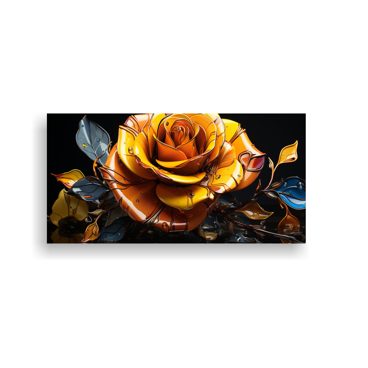 Cuadro De Pared Moderno Con Textura De Imagen Pop Art De Una Rosa Amarilla Brillante - Decocuadros