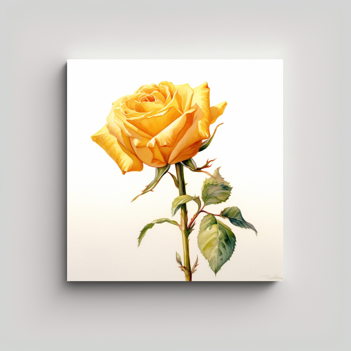 Cuadro De Rosa Amarilla Larga Detallada Arte Conceptual Elegante - Decocuadros