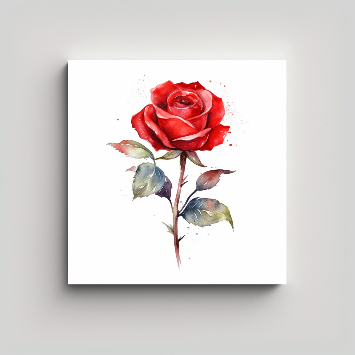 Cuadro De Rosa Roja Y Cielo Estrellado En Acuarela Botánica - DecoCuadros